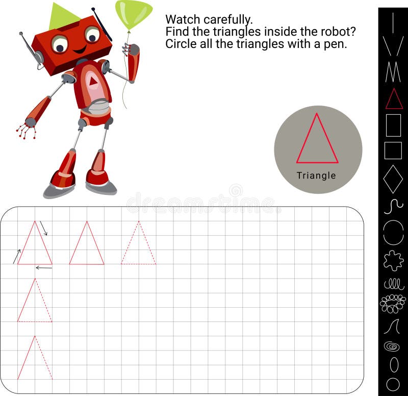 Graphic Illustration, Vector. Developing Kids Ability To Draw Triangles ...