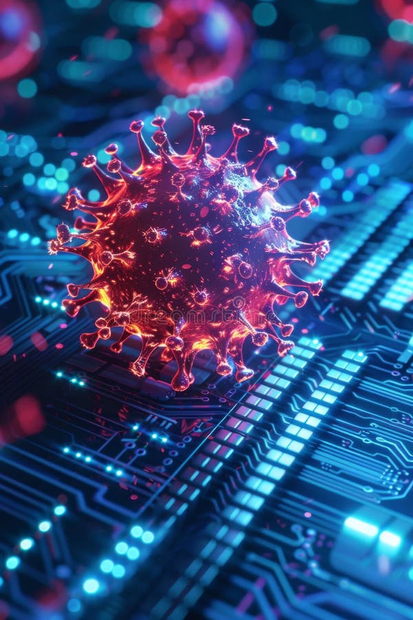 A Graphic Illustration of a Virus Attacking a Computer Network Stock ...