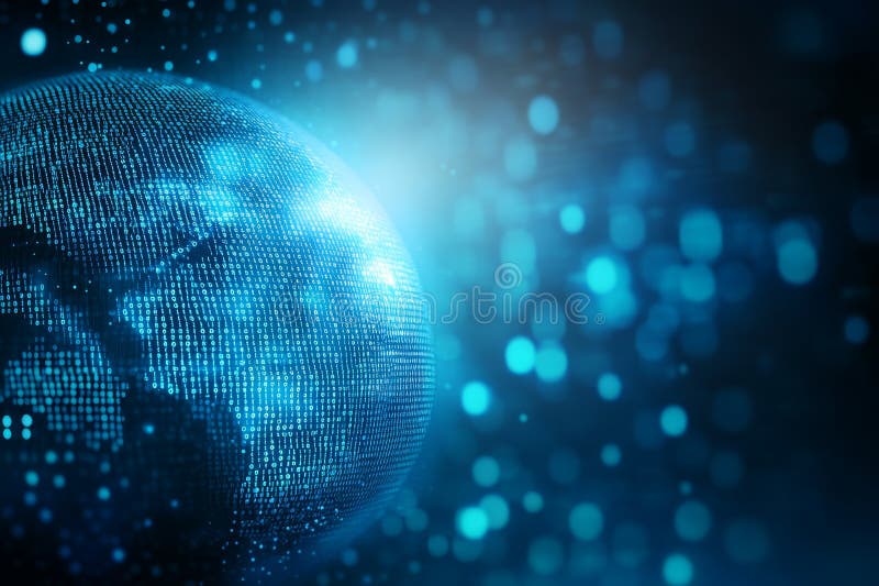 Graphic Illustration of a World Map on a Blue Background Portraying a ...