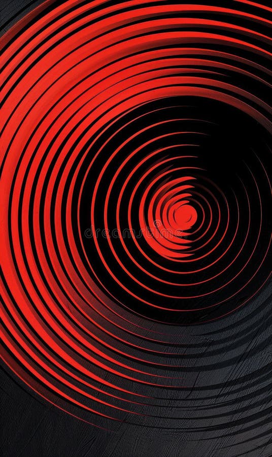 A Graphic Image of Concentric Red Swirls with a Textured Black ...
