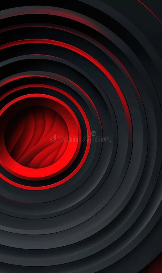 A Graphic Image of Concentric Red Swirls with a Textured Black ...