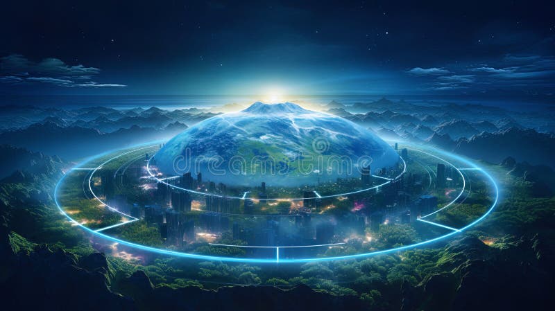 The Graphic Image of Flat Earth with Circular Elements Symbolizing the ...