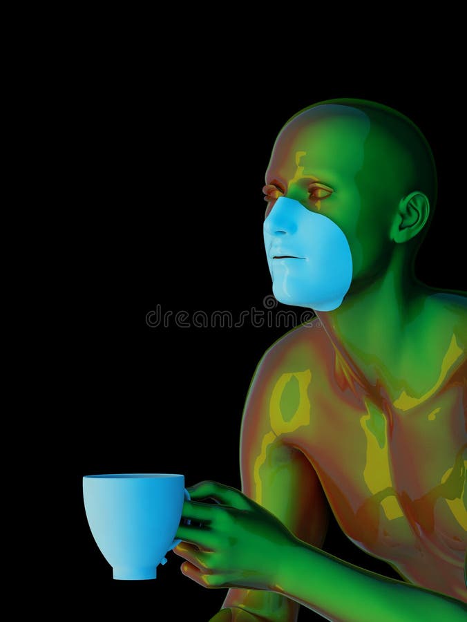 The masked man with a cup stock illustration. Illustration of anatomy ...