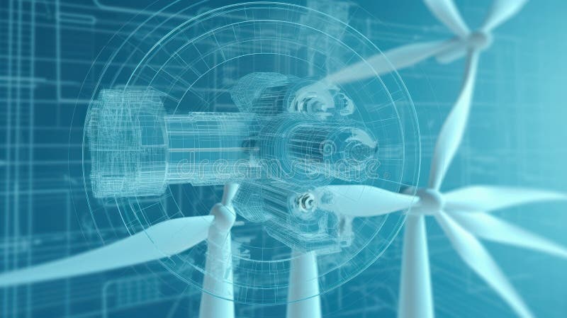 Graphic Image of Wind Generators and Schematic Drawing of Engine on ...