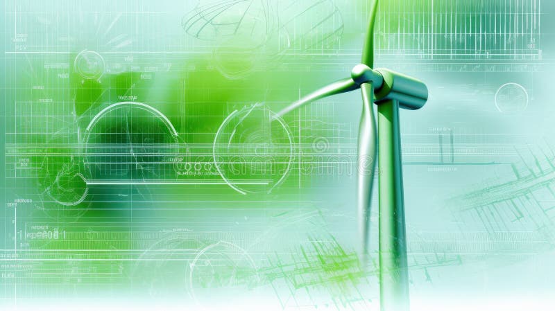 Graphic Image of Wind Generator and Diagram of Energy Production and ...