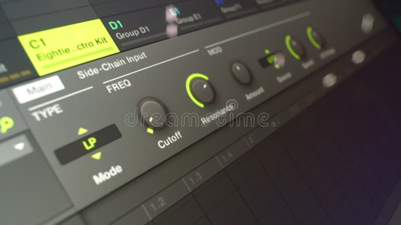 Graphic Indicators on Music Console Computer Screen Closeup Stock ...