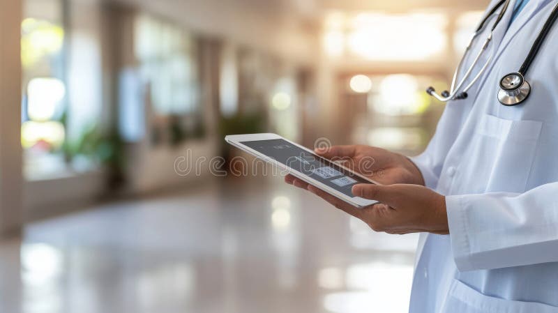 The Graphic Interface Display of a Doctor in a 3D Hospital Room is ...