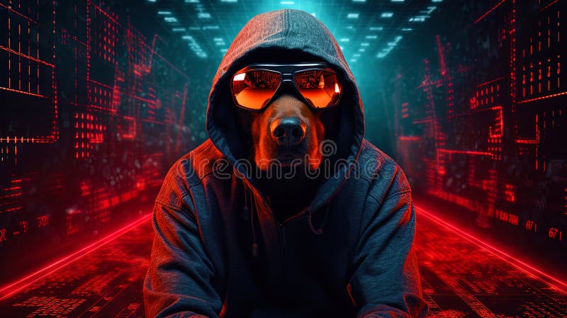 Graphic Interpretation of a Dog in a Virtual Space with a Mask of a ...