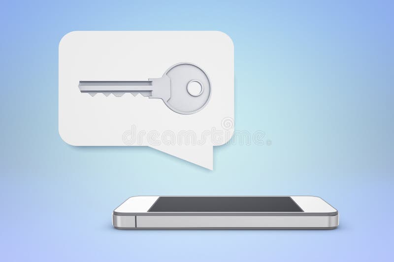 Key Icon Over Smartphone in Bubble Speech Stock Image - Image of ...