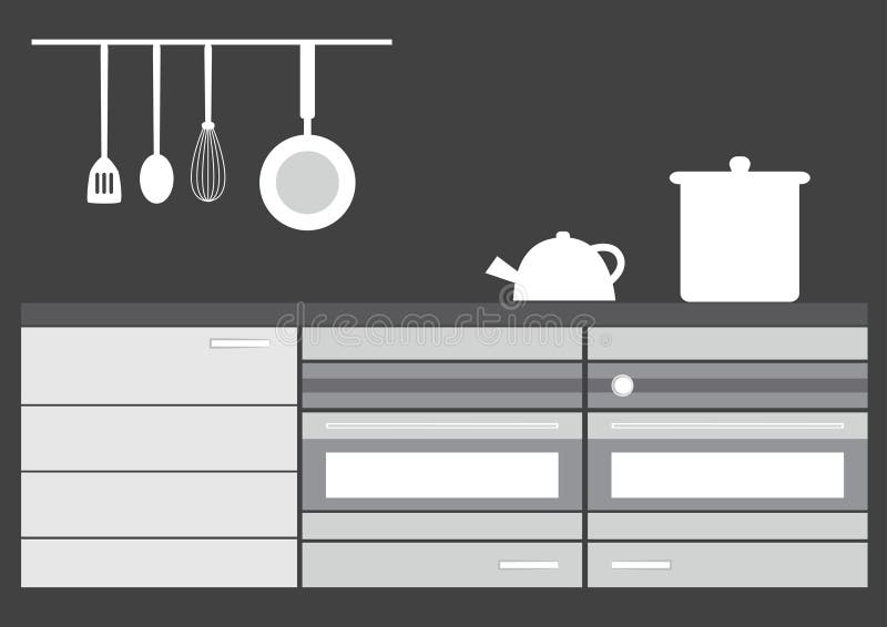 Graphic kitchen interior. stock illustration. Illustration of cuisine ...
