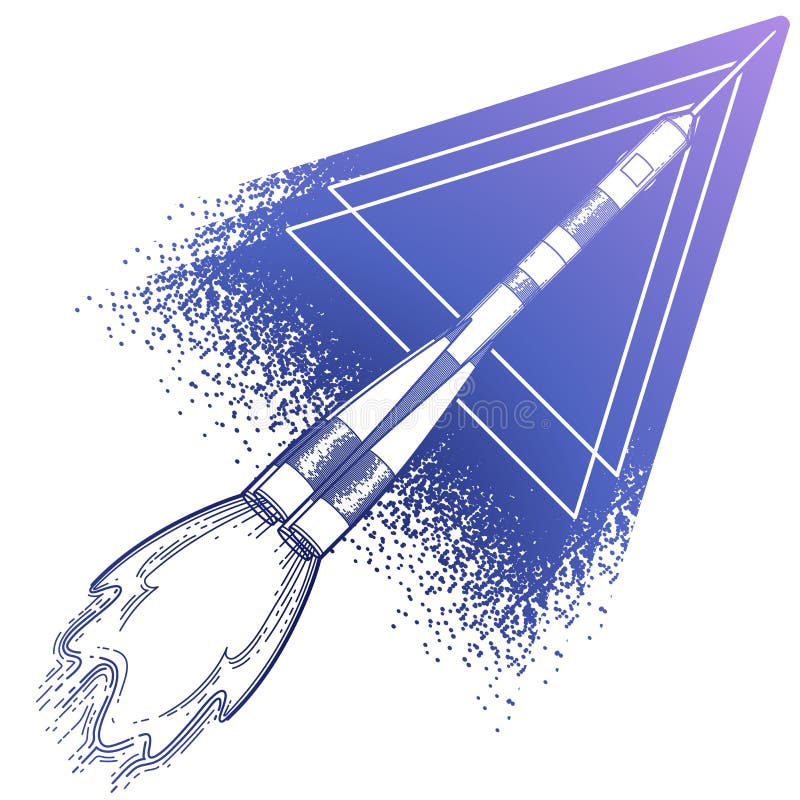 Graphic launching rocket stock vector. Illustration of orbit - 94595919