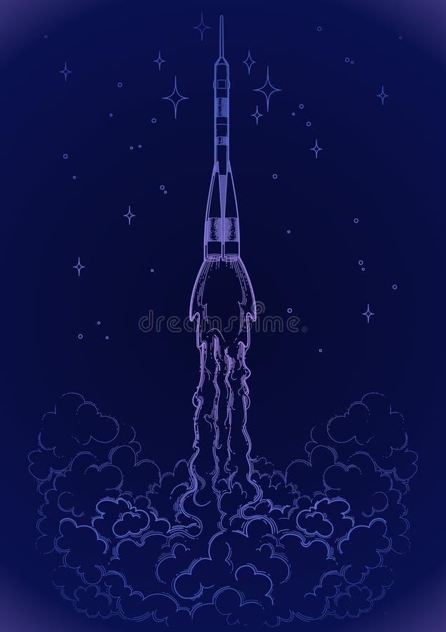 Graphic launching rocket stock vector. Illustration of cosmos - 90916053