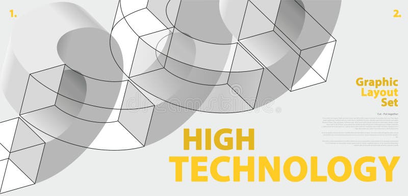 Graphic Layout Set with Abstract Curved Vector Shape, Reminiscent of ...