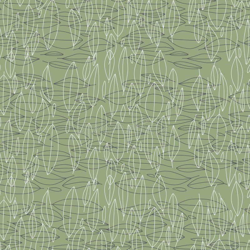 Graphic Leaves Linework Seamless Pattern Overlapping Leaf Design Stock ...