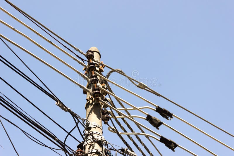 Graphic Lines of Powers Cables with Light Blue Sky Stock Image - Image ...