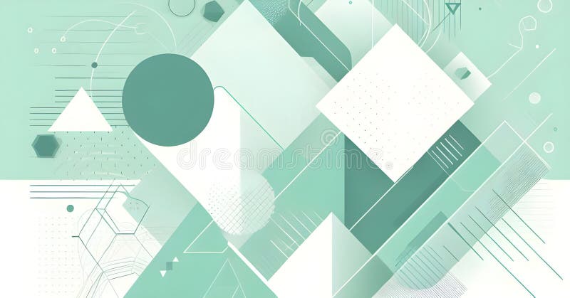 Graphic Mint Green Color Background, Square and Circle, Geometry Stock ...