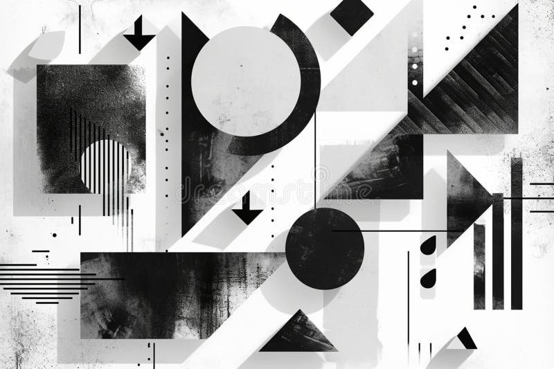 Graphic Modern Background with Geometric Elements in Black and White ...