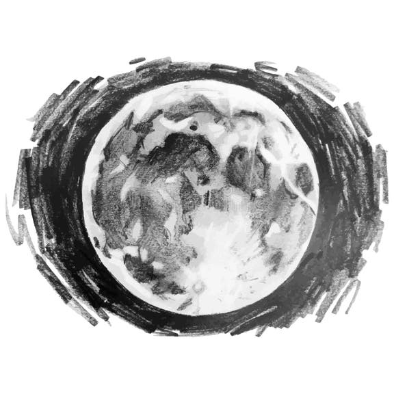 Graphic Moon Drawn by Pencil Stock Vector - Illustration of form ...