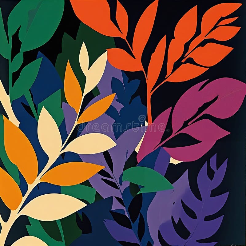 Graphic Multicolored Leaves Stock Illustration - Illustration of circle ...