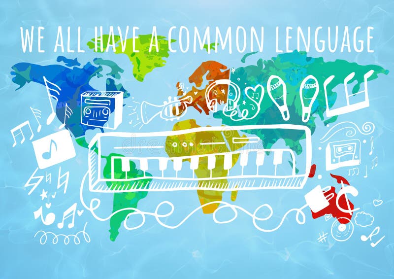 Graphic about Music Language and World Background Stock Illustration ...