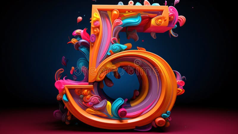 3d Illustration of Colorful Alphabet Letter 5 in the Form of Abstract ... 3d Illustration of Colorful Alphabet Letter 5 in the Form of Abstract ...