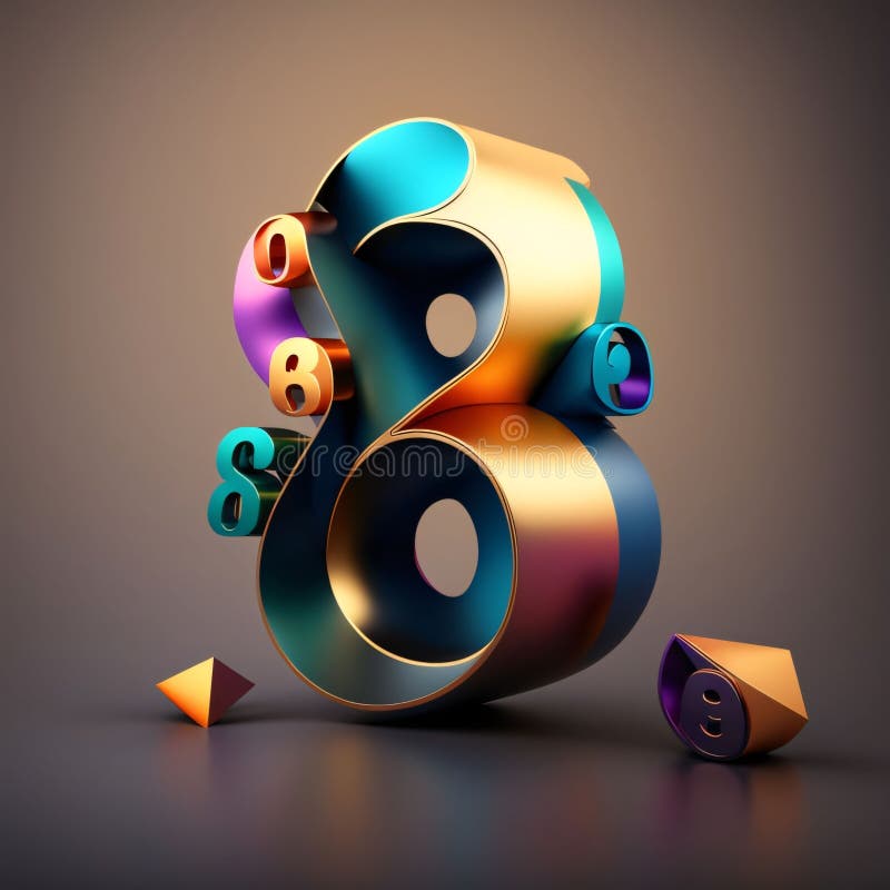 3d Rendering of Number 8 in Multicolored Glossy Style Stock ...