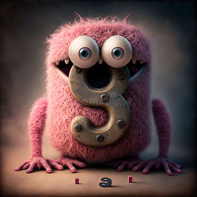 Funny Monster with Question Mark on a Dark Background. 3d Rendering ...