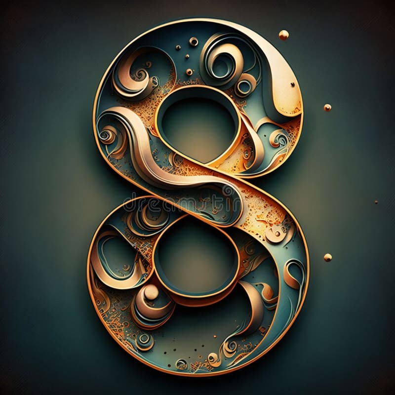 Number 8, Abstract Colorful Background. 3D Render Stock Illustration ...