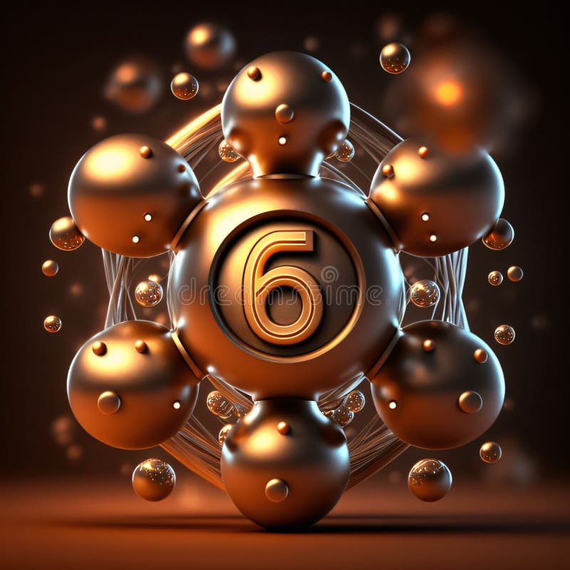 Number 6 in Abstract Sphere. 3D Illustration Stock Illustration ...