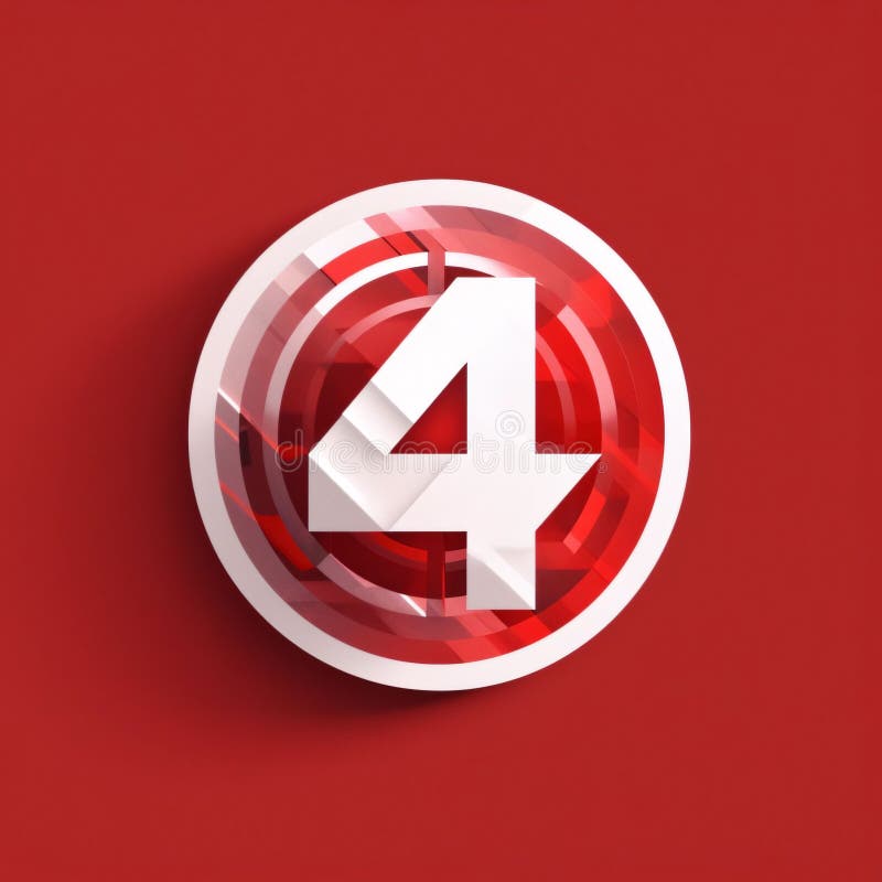 Number 4 Button on a Red Background. Vector Illustration Stock ...
