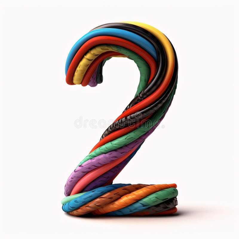 Number 2 Made of Multicolored Ribbons, 3d Render Stock Illustration ...