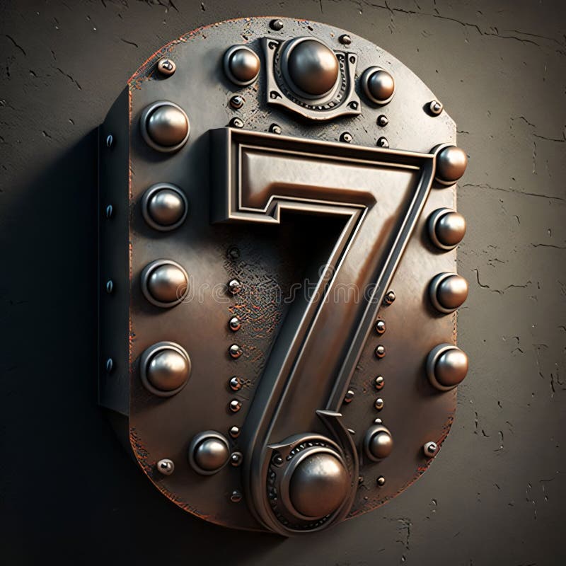 Number 7 on the Wall, 3d Render, 3d Illustration Stock Illustration ...