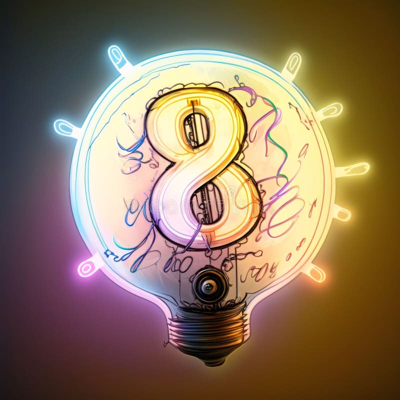 Realistic Light Bulb with Number Eight. Vector Illustration Stock ...