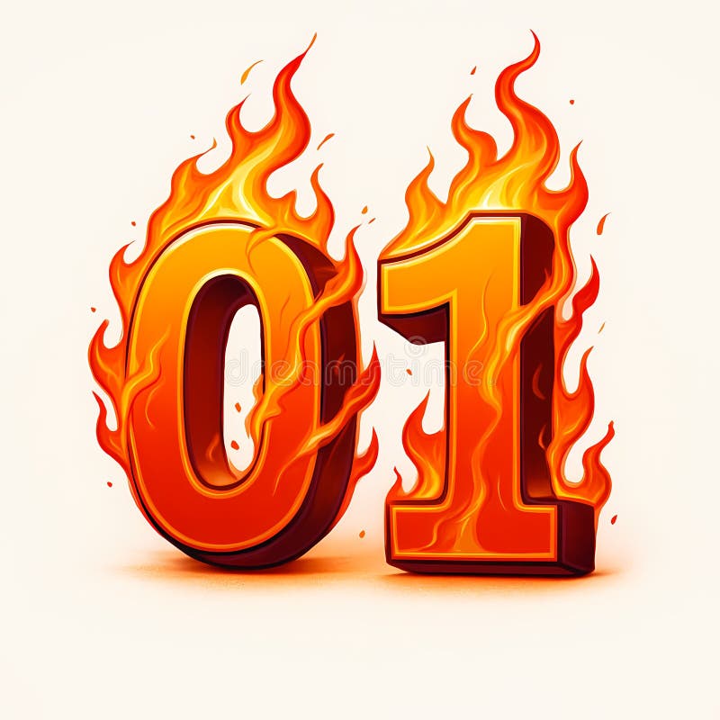 Flaming Number One Graphic stock illustration. Illustration of light ...