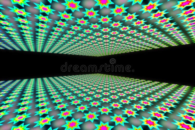 A Graphic of Octagram Shaped Objects with a Bright Neon Glow Inside a ...