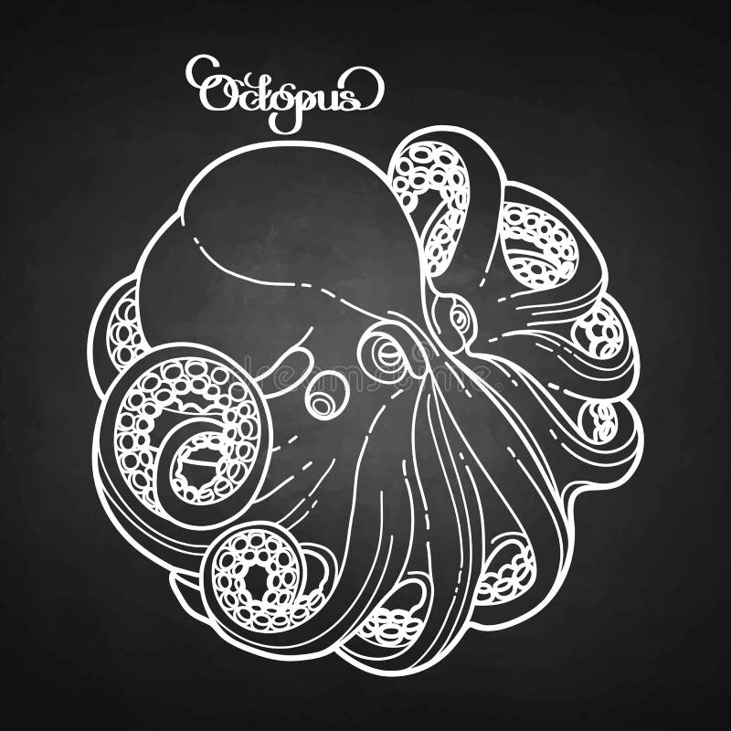 Graphic Octopus in a Circular Shape Stock Vector - Illustration of ...