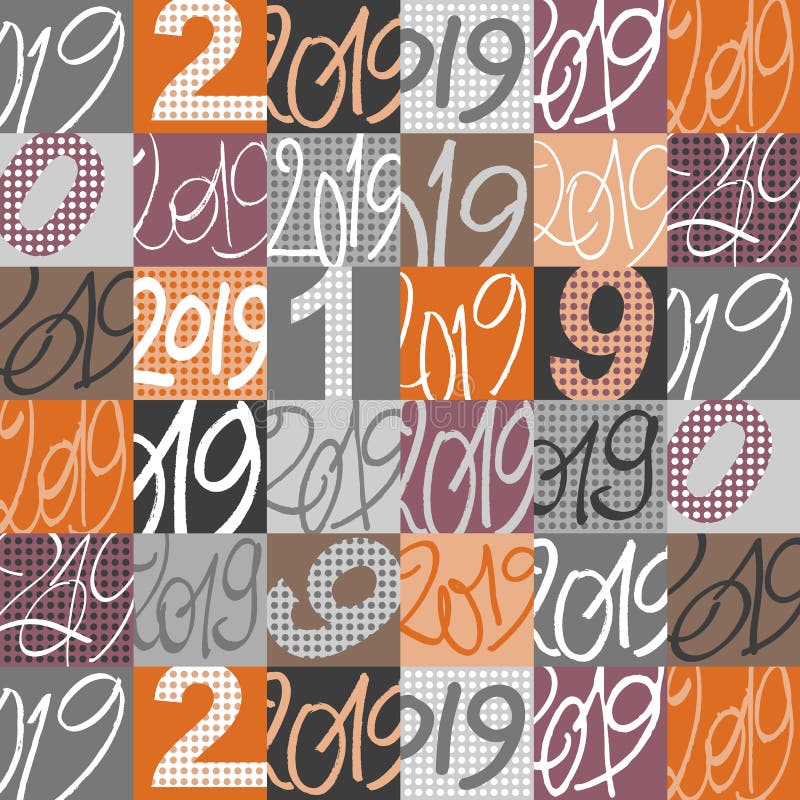Graphic Pattern Made with 2019 Signs Patchwork Stock Vector ...