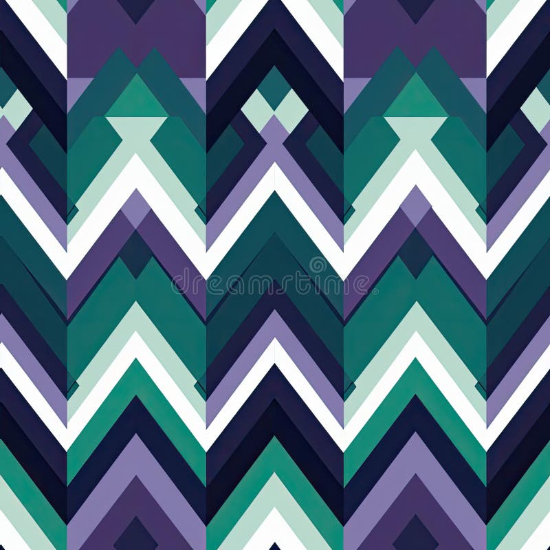 Graphic Pattern of Purple and Green Chevrons in Different Shapes (tiled ...