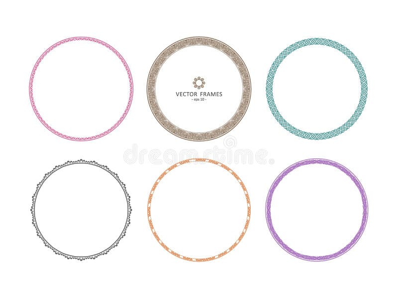 Graphic and Patterned Frames with Floral and Neutral Patterns. Set of Round Decorative Frames ...