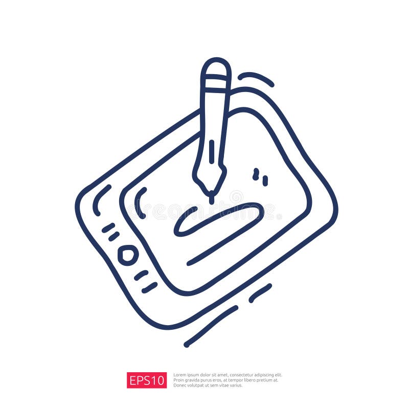 Graphic Pen Tablet and Stylus Doodle Icon Stock Vector - Illustration ...