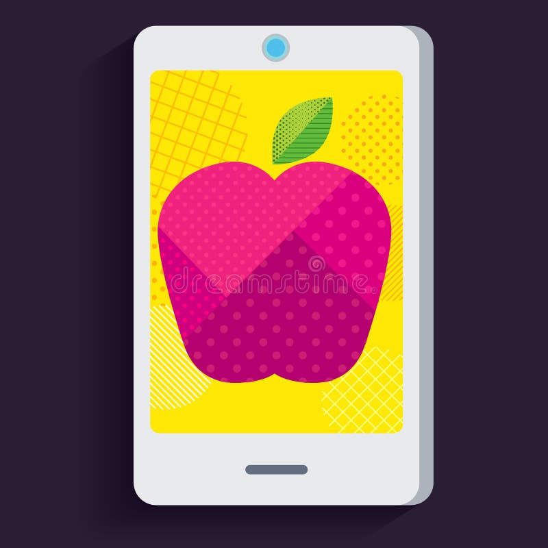 Graphic Pink Apple in Smartphone Stock Vector - Illustration of cartoon ...