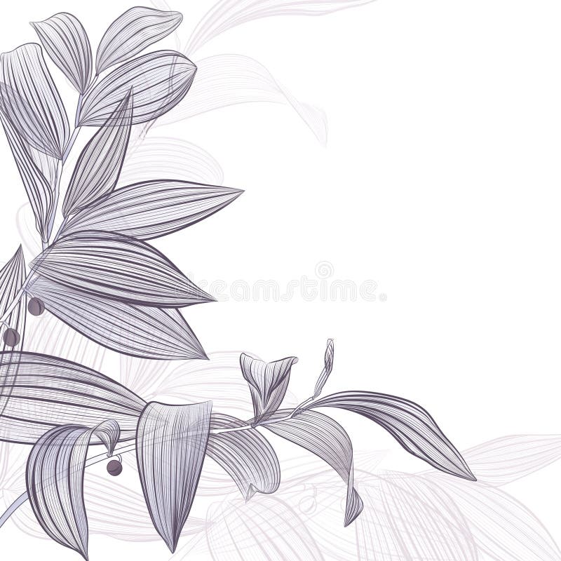 Graphic Plants with Leaves, Square Stock Vector - Illustration of ...