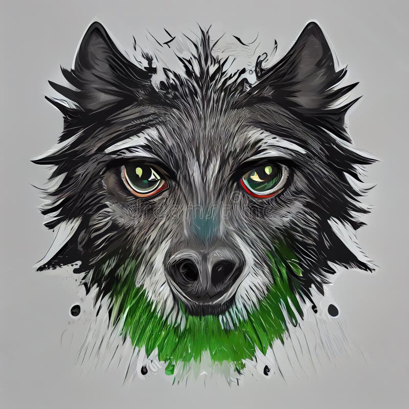 Graphic Portrait of a Wolf. Stylized Muzzle of a Wolf. Abstract Wolf ...