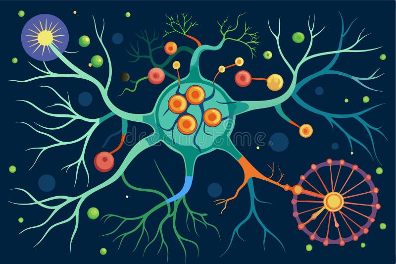 This Graphic Presents a Neuron with Highlighted Axon, Dendrites, and ...