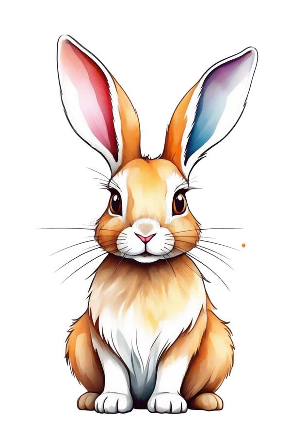 Graphic Rabbit Portrait on White Background Stock Illustration ...