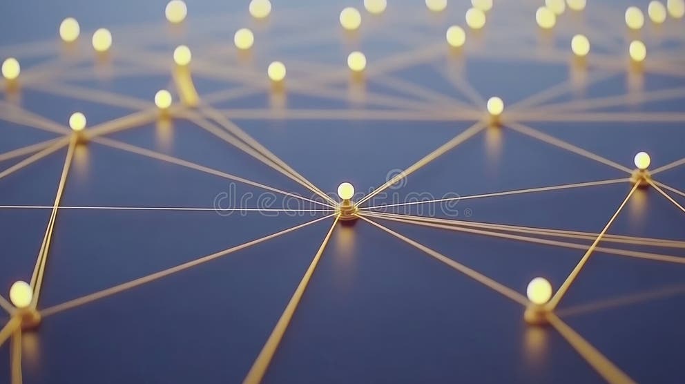 Graphic Representation of an Abstract Network with Nodes that Glow ...