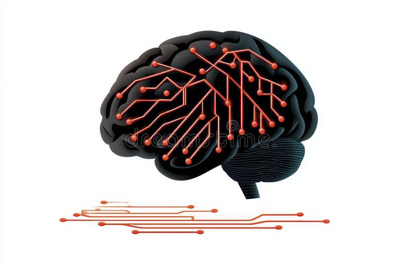 Brain Silhouette with Red Connections Depicting Artificial Intelligence ...
