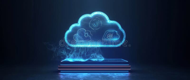 A Graphic Representation of Cloud Technology, Incorporating Icons and ...
