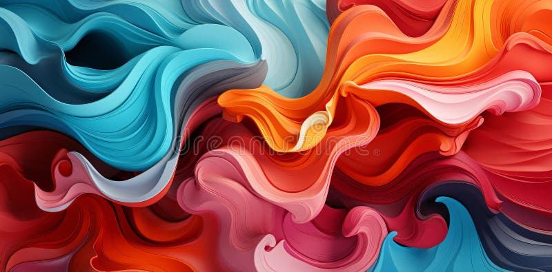 Graphic Representation of Colorful Symmetrical Waves Stock Illustration ...