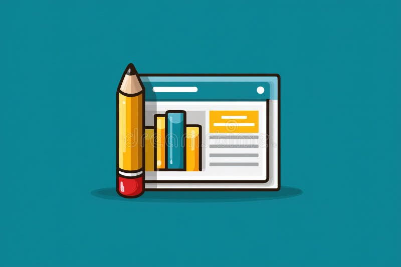 Graphic Representation of Data Analysis Tools with Charts and a Pencil, Depicting Digital ...